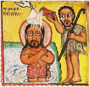 Taufe Jesu, der Himmel öffnet sich, Johannes der Täufer